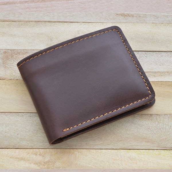 Dompet Pria Kulit Asli Sapi Handmade Model Bifold Warna Coklat Tua ...