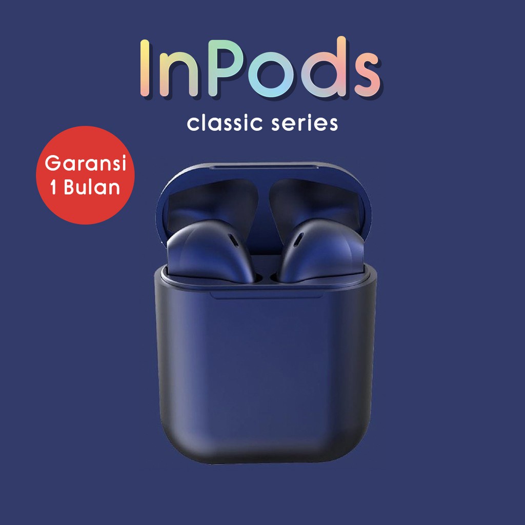 Official Inpods 12 Navy Headset Bluetooth TWS IOS & Android