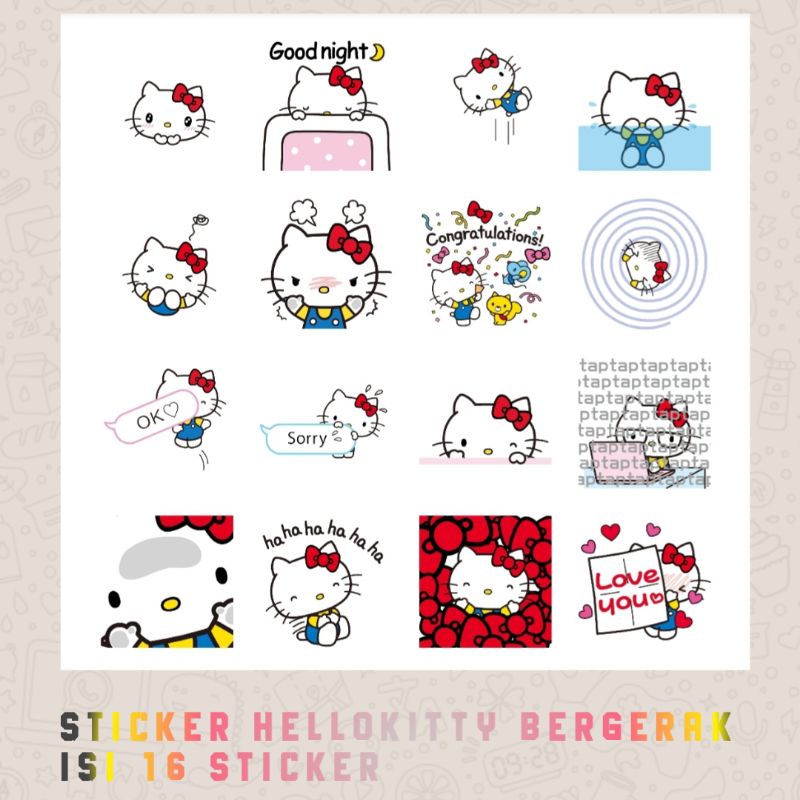 Jual sticker whatsapp Hellokitty bergerak (16 sticker) | Shopee Indonesia