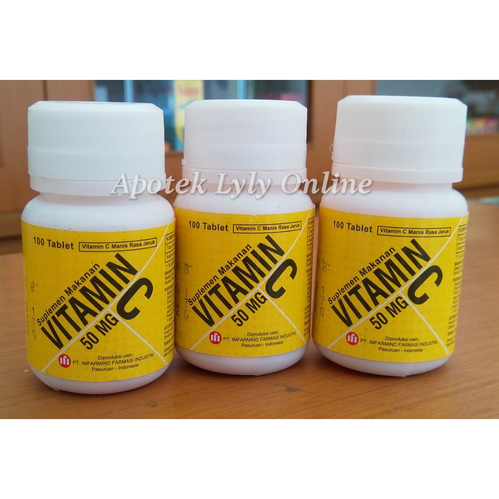 Vitamin C 50 mg Rasa Jeruk Pot 100 Tablet | Shopee Indonesia