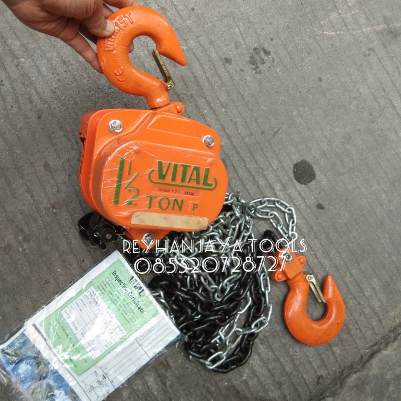 Jual Chain block VITAL VP 5 kapasitas 1.5 Ton x 5 meter ll Takel alat ...