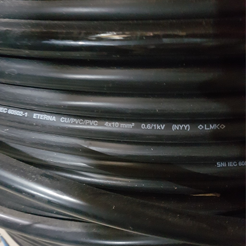 Jual ETERNA NYY 4 X 10 MM / 4X10 MM KABEL LISTRIK HITAM KAWAT TEMBAGA ( ECER ) | Shopee Indonesia