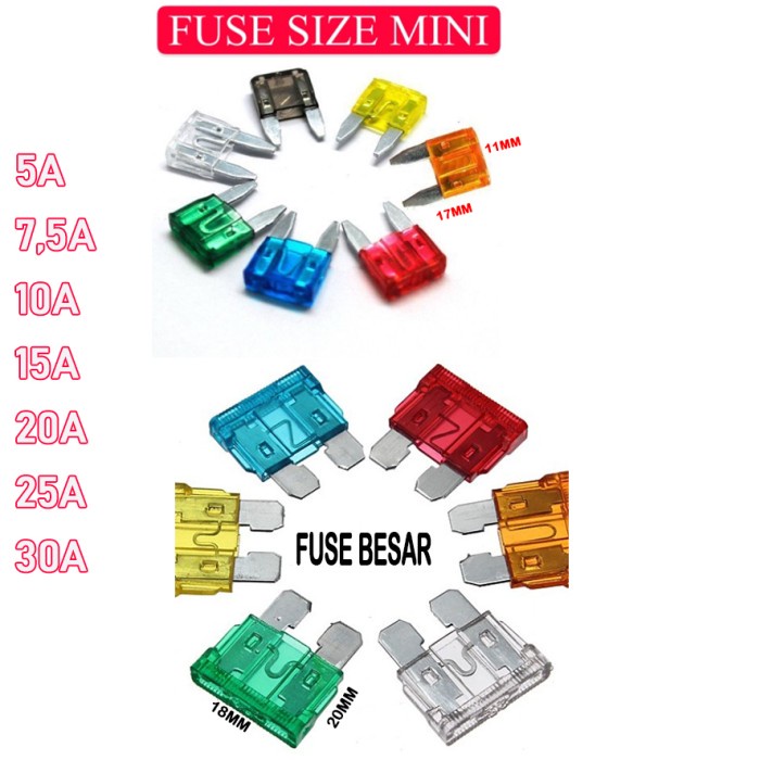 Jual A470 FUSE DX BESAR & KECIL 5A 7,5A 10A 15A 20A 25A SEKRING TANCAP | Shopee Indonesia
