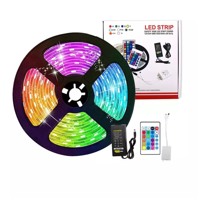 Jual Lampu Led Strip RGB 5050 Warna Warni 2835 3528 Komplit Set Adaptor ...