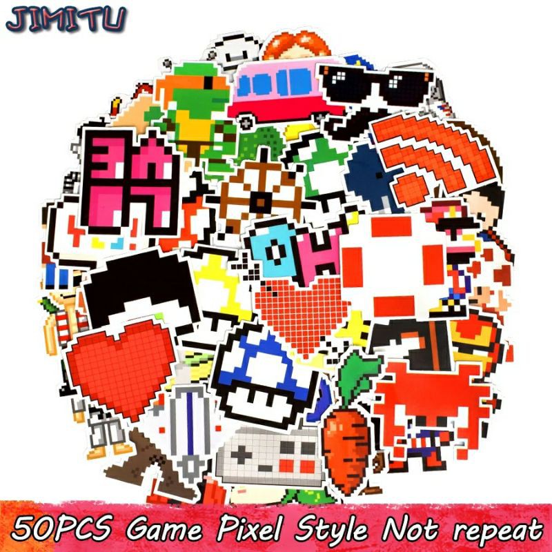 Jual Sticker Stiker PIXEL Game Anime Kartun 50 Pcs | Shopee Indonesia