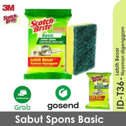 Jual 3M Scotch Brite Sabut Spons Cuci Piring Basic ID T36 | Shopee ...