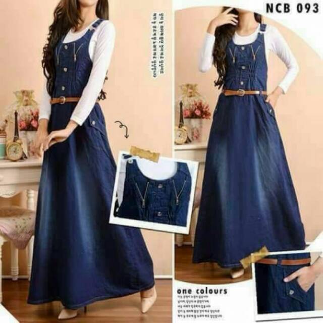 Jual rok kodok Overall 093 bahan jeans sudah termasuk kaos DALAMAN ...