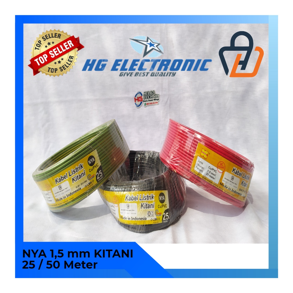 Jual Kabel Listrik / Kabel NYA Kitani 1,5 mm 50 meter / Kabel Instalasi listrik | Shopee Indonesia