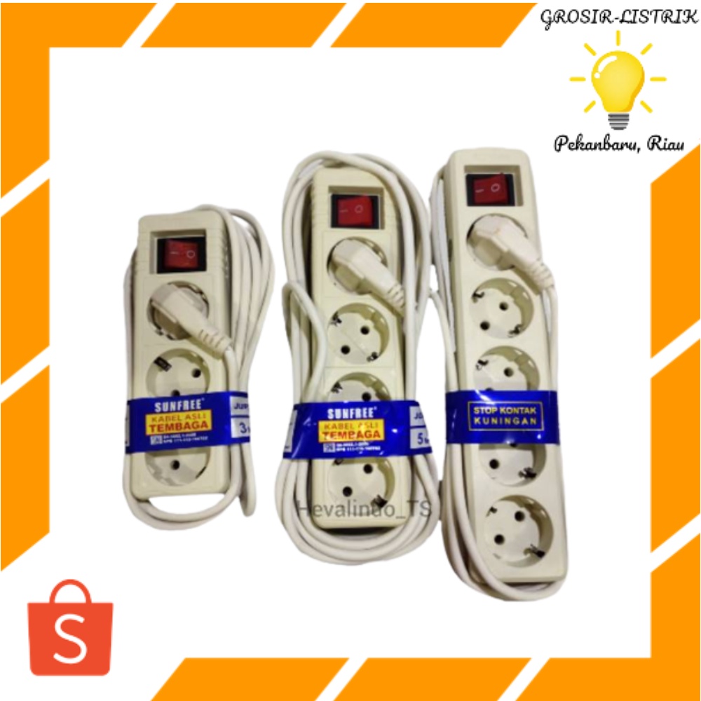 Jual Stop Kontak / Cok Sambung 3 Lubang / 4 Lubang / 5 Lubang + Saklar On Off + Kabel 3 Meter ...