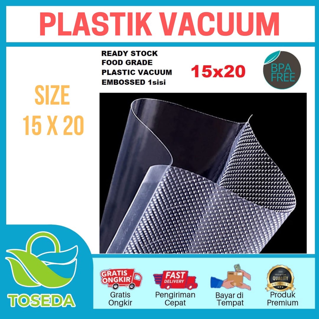 Jual Plastik Vakum Makanan Embos Plastic Vacuum Bag Emboss Food 12x20cm ...