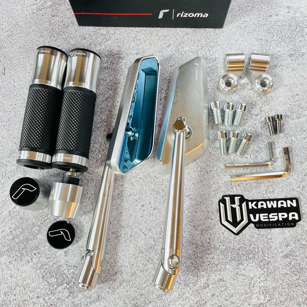 Jual Spion Rizoma Circuit Silver CNC + Handgrip Rizoma universal ...