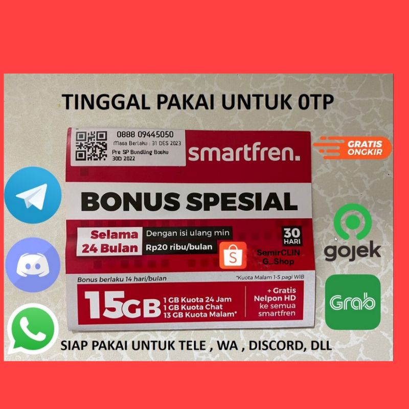 Jual KARTU PERDANA SMARTFREN REGISTRASI DULU KUOTA 15GB | Shopee Indonesia