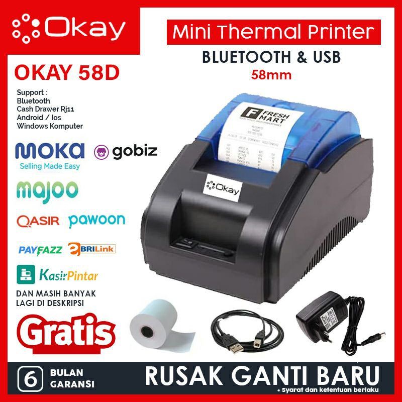 Jual PRINTER BLUETOOTH - PRINTER NOTA - PRINTER WARUNG - MERK OKAY ...