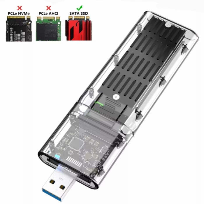 Jual Enclosure M.2 sata usb 3.0 ssd casing external storange transparan ...