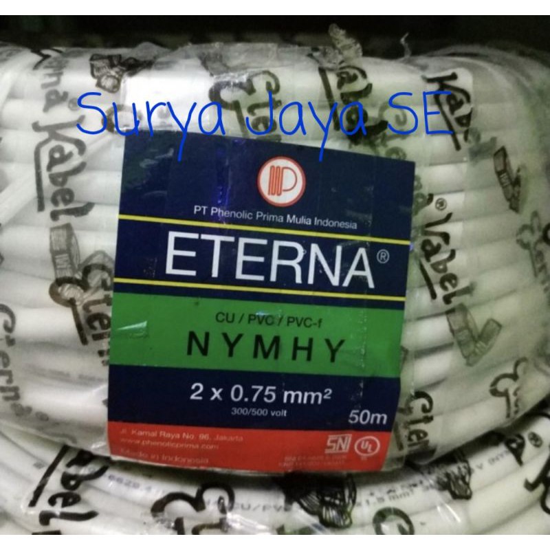 Jual Kabel Listrik NYMHY 2X0,75 Kabel NYMHY 2X0.75 Serabut Eterna Isi 50 Meter SNI LMK | Shopee ...