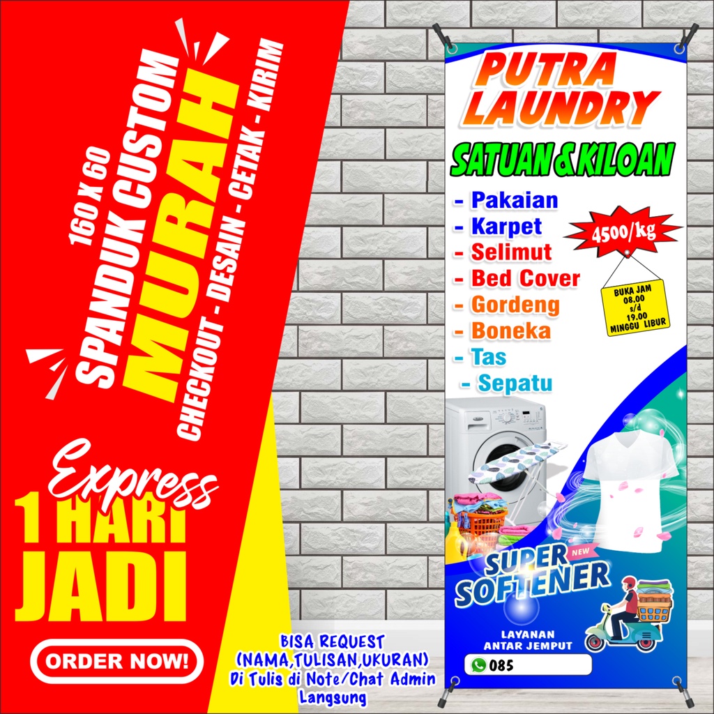 Jual Banner Laundry Pakaian, Spanduk Laundry, Ukuran 160x60 cm ( Bayar ...