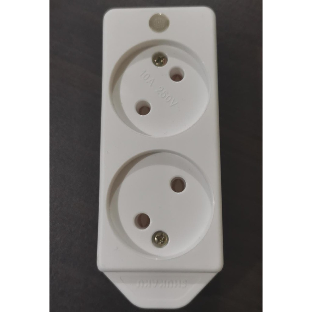 Jual Stop Kontak Stopkontak Colokan listrik SHUKAKU 2lubang flat rata ...