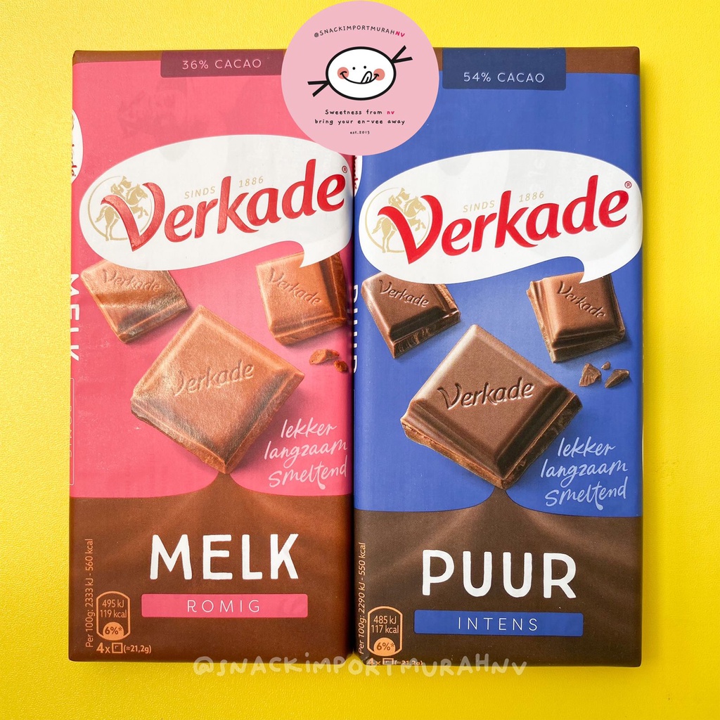 Jual Verkade Chocolate Bar Milk / Dark | Shopee Indonesia