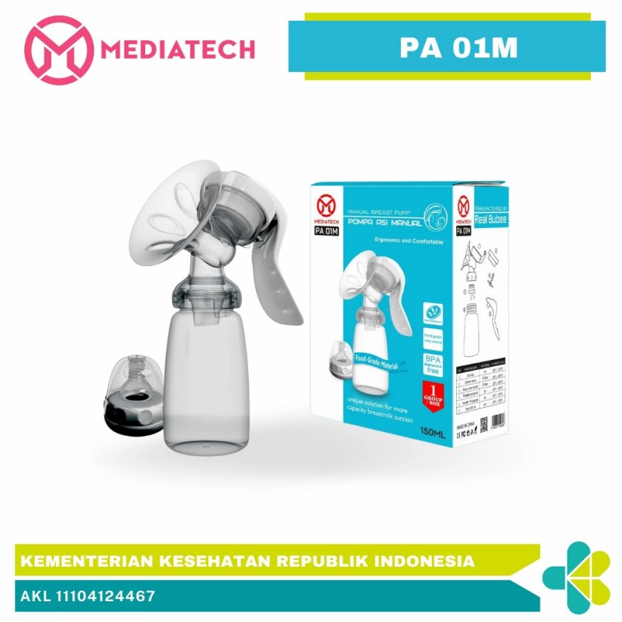 Jual Pompa ASI Manual Real Bubee Mediatech Breast Pump Powerful Nipple Suction Pumps 150ml ...