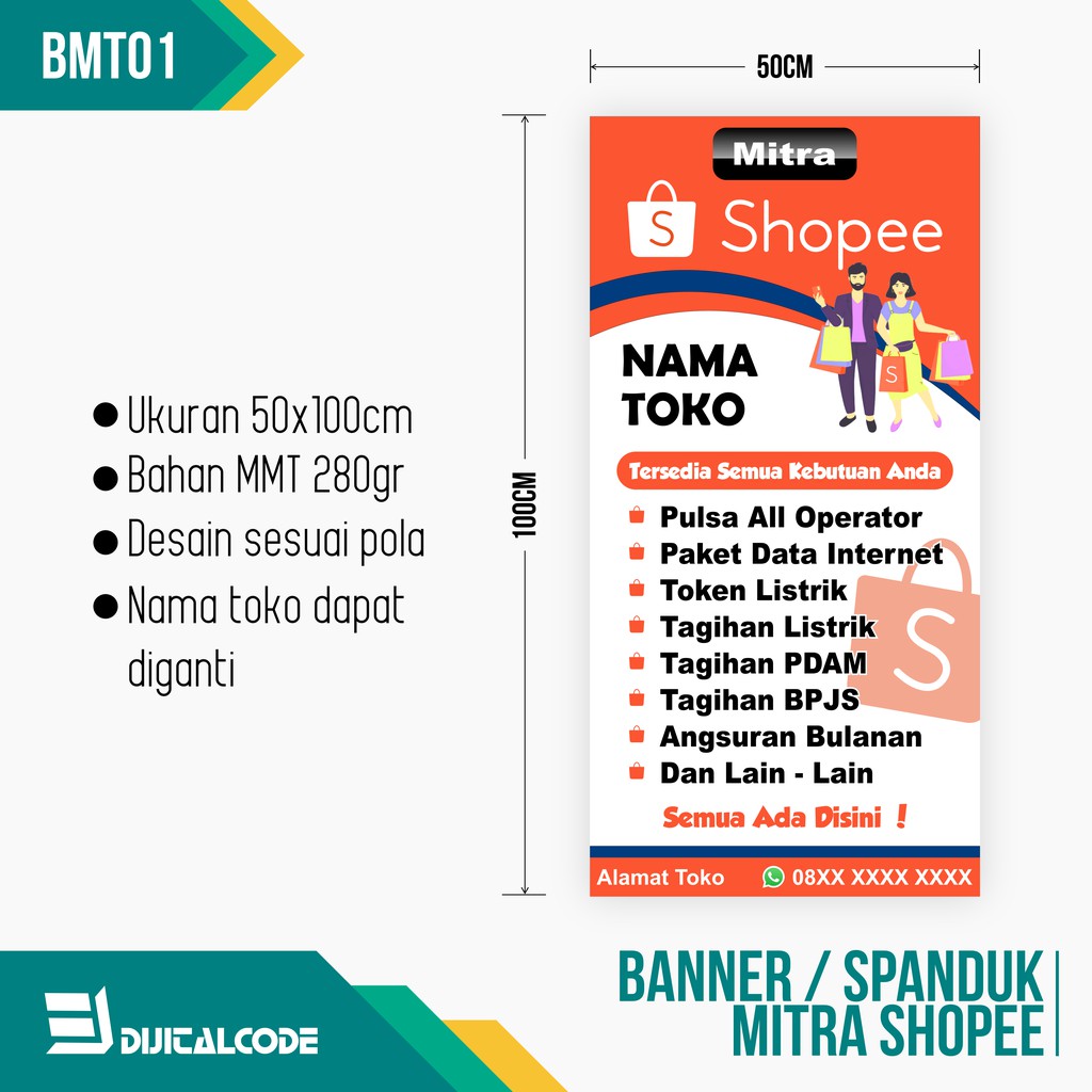 Jual BMS01 Spanduk Banner MItra Shopee 50x100cm Indonesia|Shopee Indonesia
