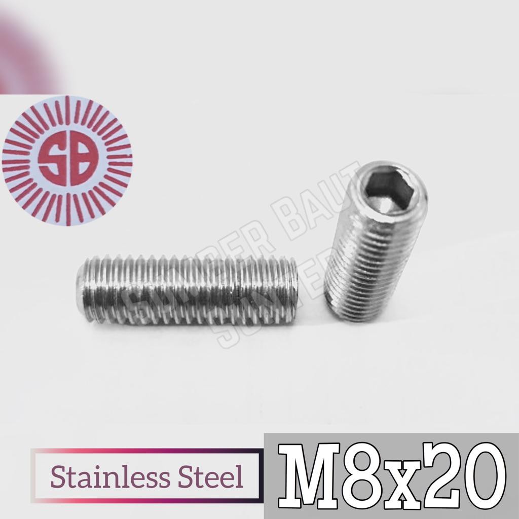 Jual M8x20 Baut L Tanam Stainless Socket Set Screw SS 304 | Shopee Indonesia