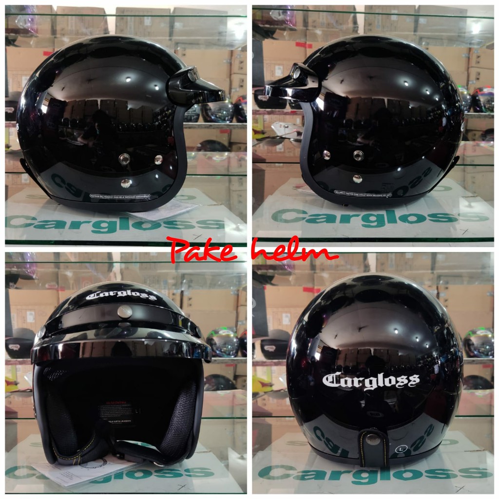 Jual HELM CARGLOSS HITAM GLOSS CF RETRO ARMY DEEP BLACK CARGLOS HALF ...