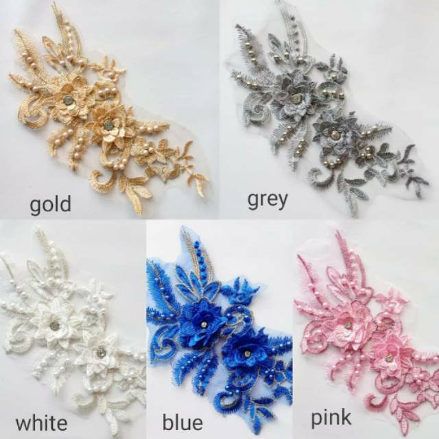 Jual Lace bordir bunga 3d/bordir bunga 3d | Shopee Indonesia