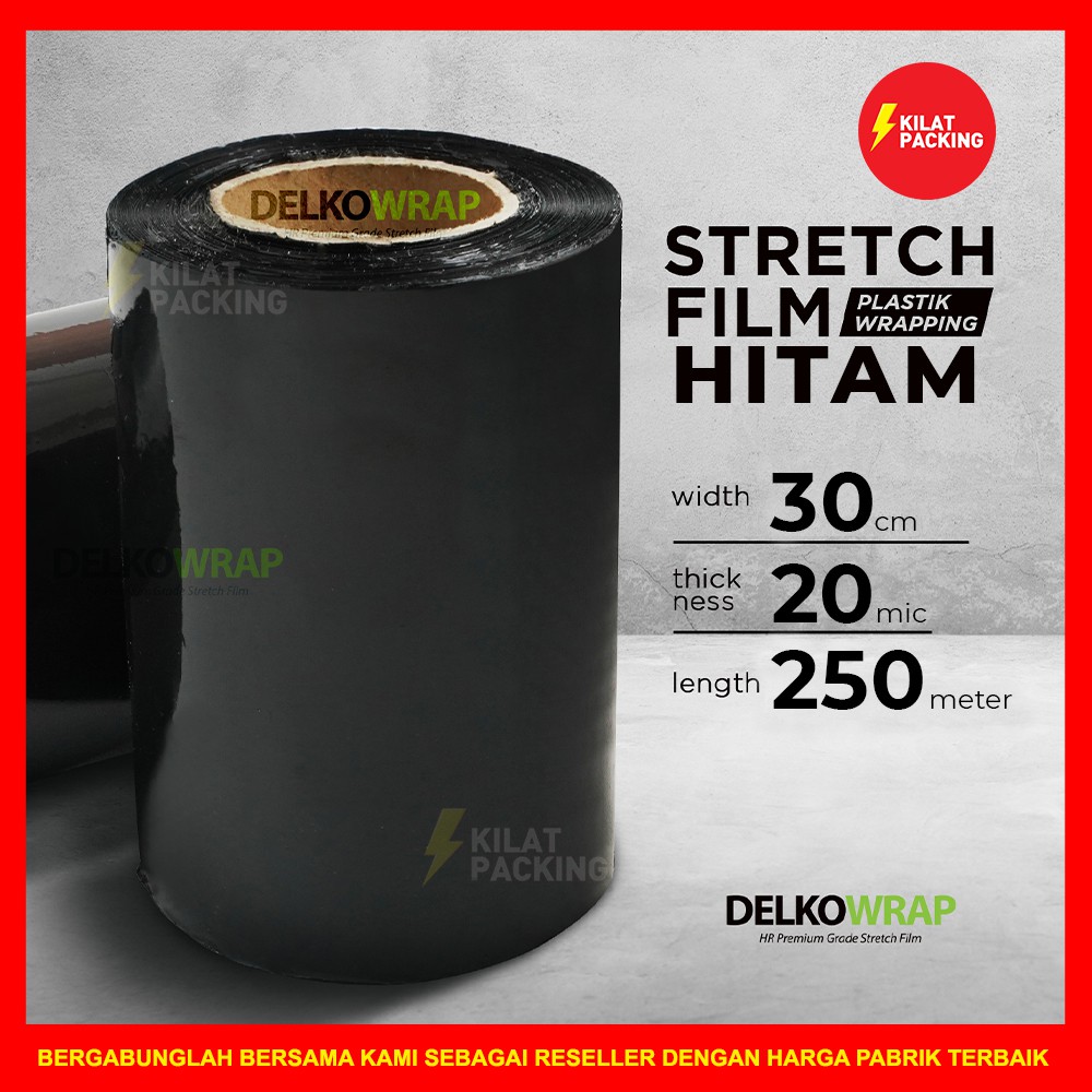 Jual PLASTIK WRAPPING Hitam 30CM X 250M STRETCH FILM HITAM DELKOWRAP ...