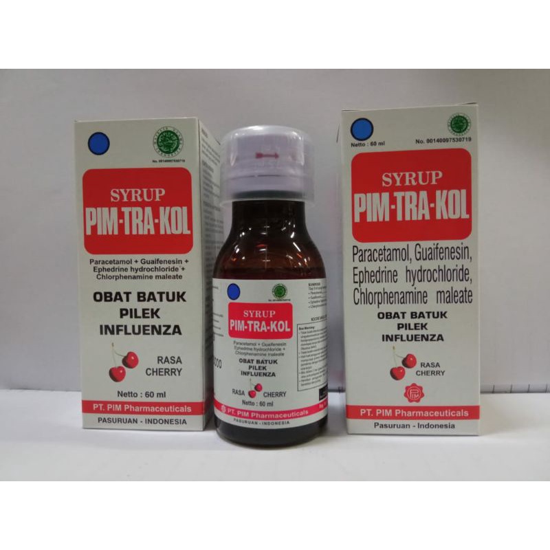 Jual Pim-Tra-Kol Syrup 60ml Obat Batuk Pilek (Chery) Indonesia|Shopee ...