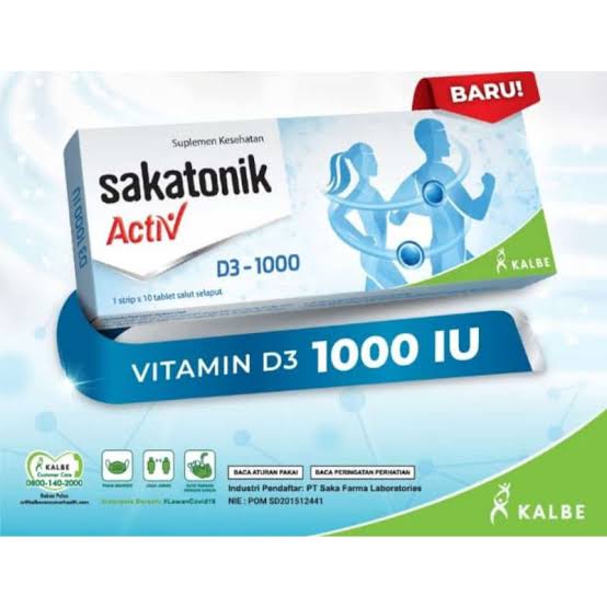 Jual SAKATONIK ACTIV D3 1000 VITAMIN D3 1000IU PER BOX ISI 10 TABLET ...