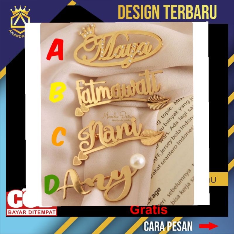 Jual bros nama variasi mutiara design terbaru paling MURAH | Shopee ...