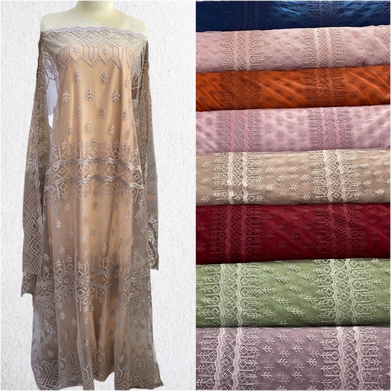 Jual KAIN KEBAYA TILE MOTIF SAPTO BROKAT EMBROIDERY ETNIK 1/2 METER ...