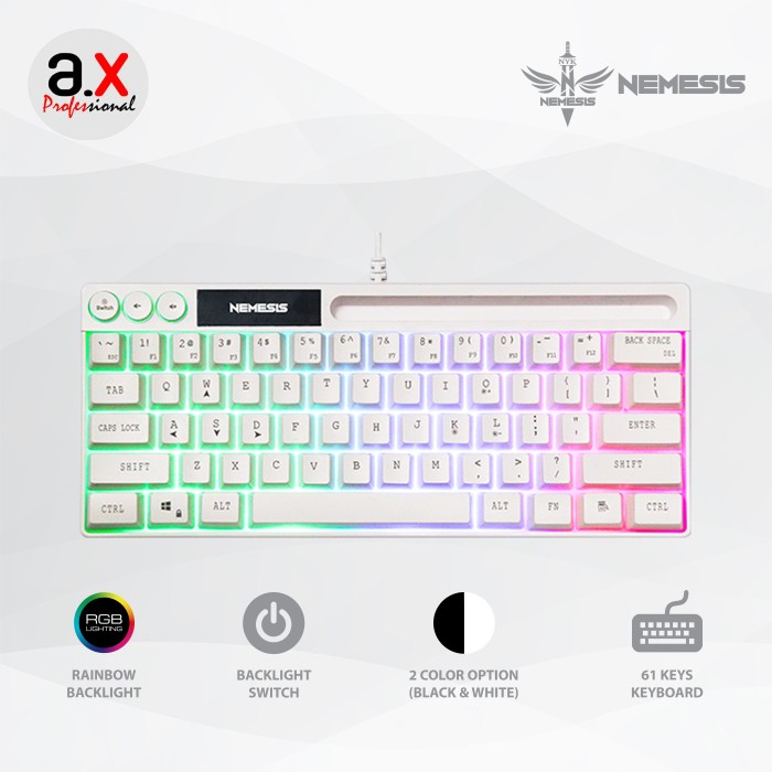 Jual NYK Nemesis ERIS K-06 RGB TKL Membrane Gaming Keyboard - White ...