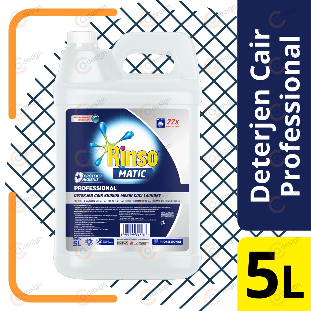 Jual Rinso Matic Professional Deterjen Laundry Kiloan Cair 5 Liter ...