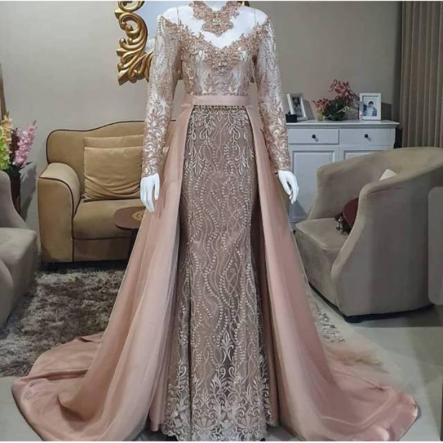 Jual Gaun Pengantin mermaid berekor/kebaya gaun modern | Shopee Indonesia