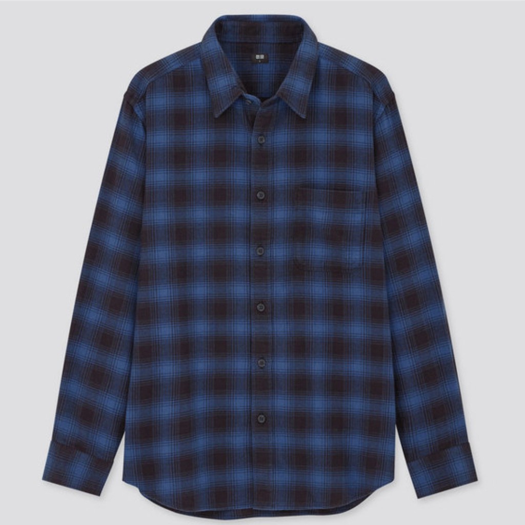 Jual FLANEL UNIQLO ORIGINAL BARU Biru Hitam | Shopee Indonesia