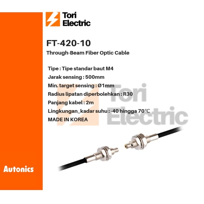Jual AUTONICS FT-420-10 THROUGH-BEAM FIBER OPTIC CABLE 100% ORI ...