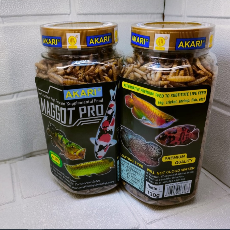 Jual AKARI MAGGOT PRO 130 GRAM PAKAN IKAN LOUHAN ARWANA KOI PAKAN IKAN ...