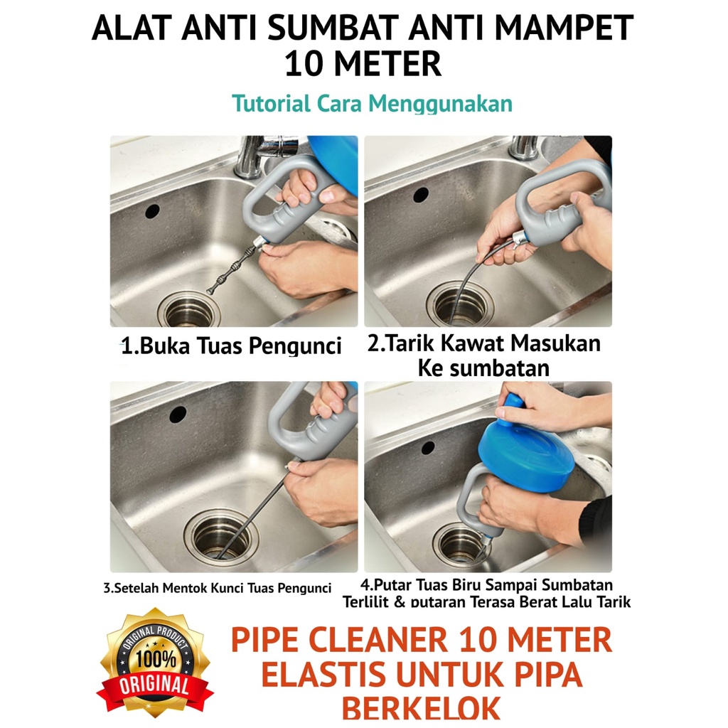 Jual Pipe Cleaner Manual 10 m Alat Untuk Mengatasi Pipa Saluran ...