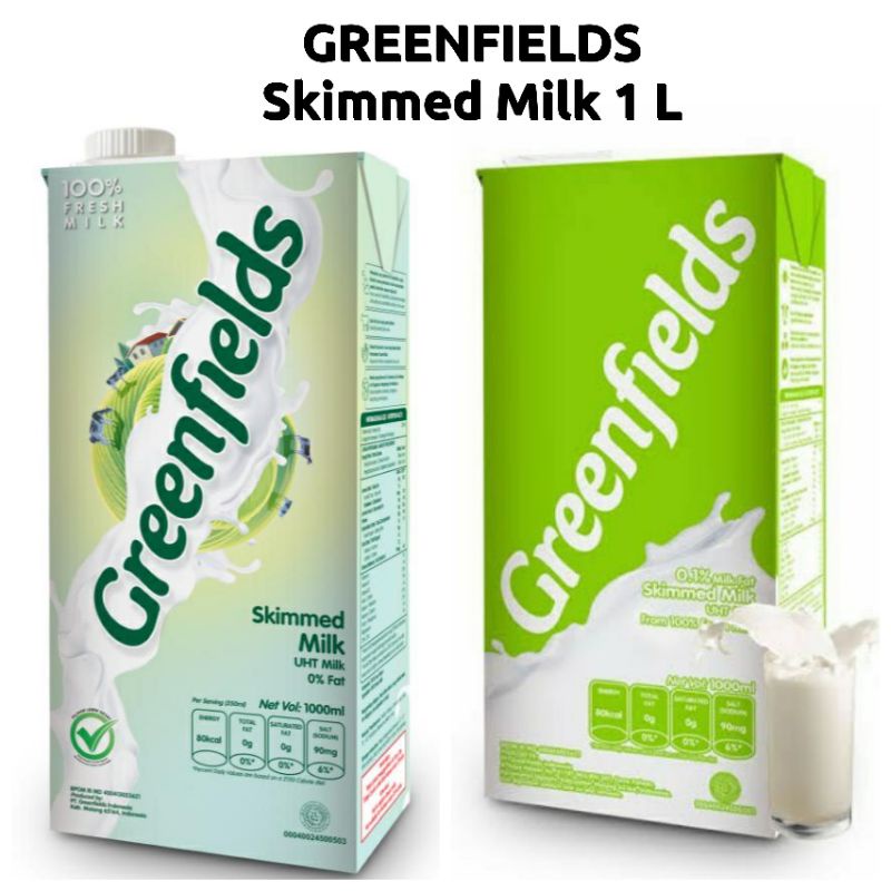 Jual GREENFIELDS Susu UHT Skimmed 1L 1000ml Hi-Calcium - GREENFIELDS ...