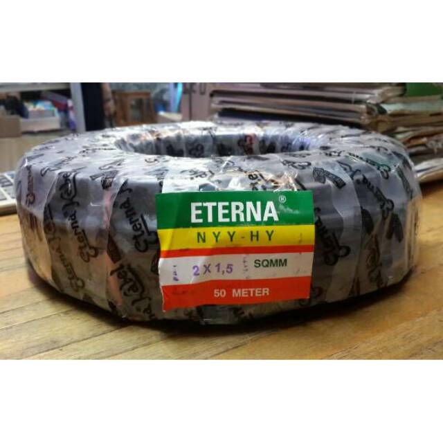 Jual Kabel Eterna Serabut/Rambut NYYHYO 2x1,5 mm2 Warna Hitam Panjang 1 ...