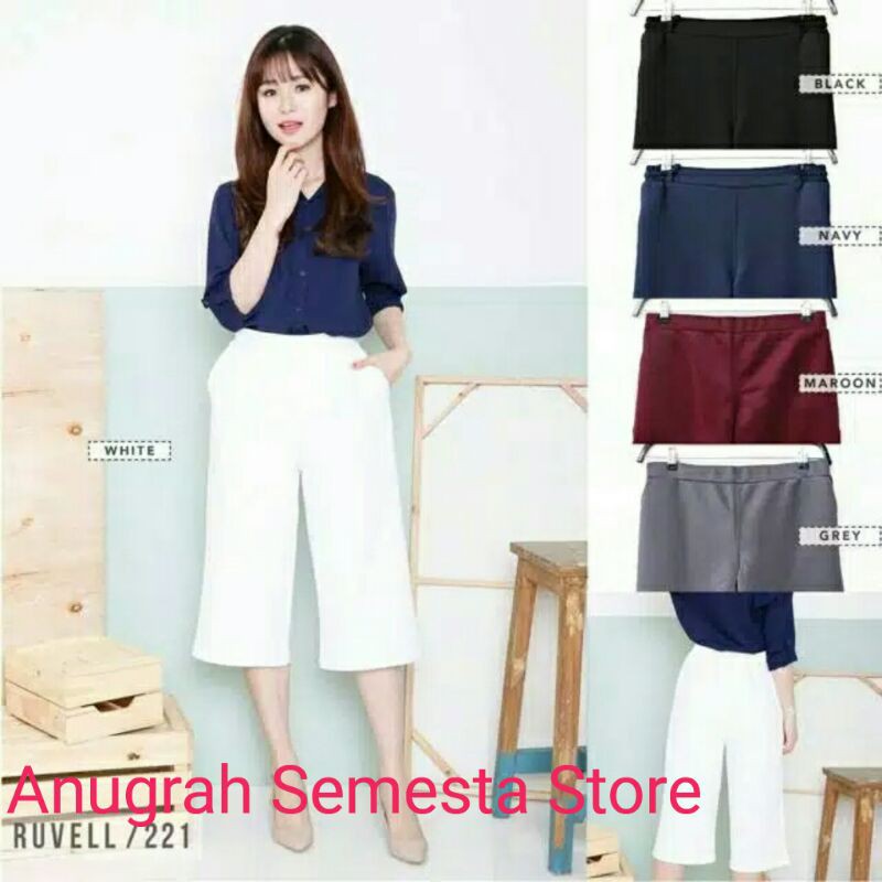 Jual Celana Kulot Wanita Pendek Polos Bahan Scuba Ukuran Standar Dan ...