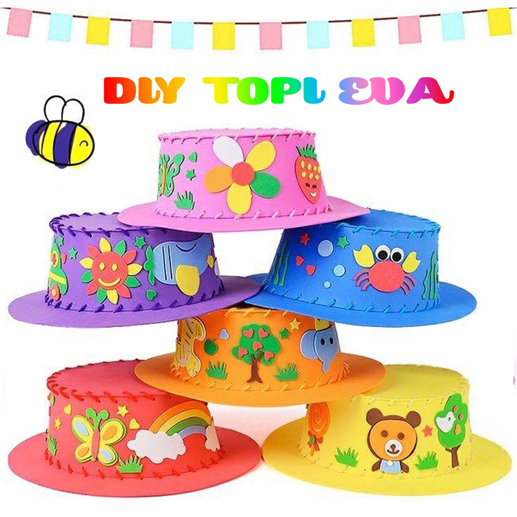 Jual ED50 DIY TOPI EVA ANAK, MAINAN EDUKASI HANDMADE DIY HAT PRAKARYA ...