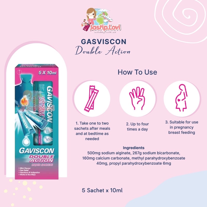 Jual Gaviscon Singapore Double Action Liquid Sachet Isi 5 sachet ...