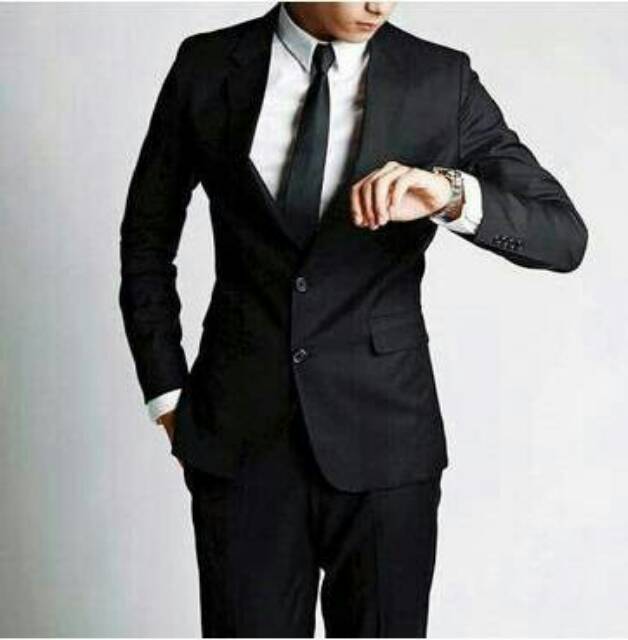 Jual Jas Formal Pria Hitam polos Ukuran Lengkap utk kantor/wisuda/acara ...
