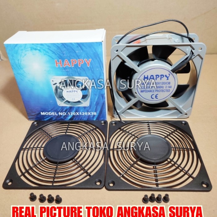 Jual Kipas Fan AC 220 Volt 12x 12cm Happy Pendingin Kipas Power Fan ...