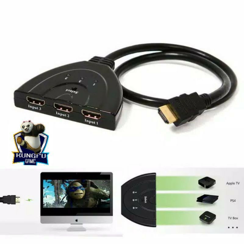 Jual hdmi switch 3port 3input 1output/hdmi switcher 3port | Shopee ...