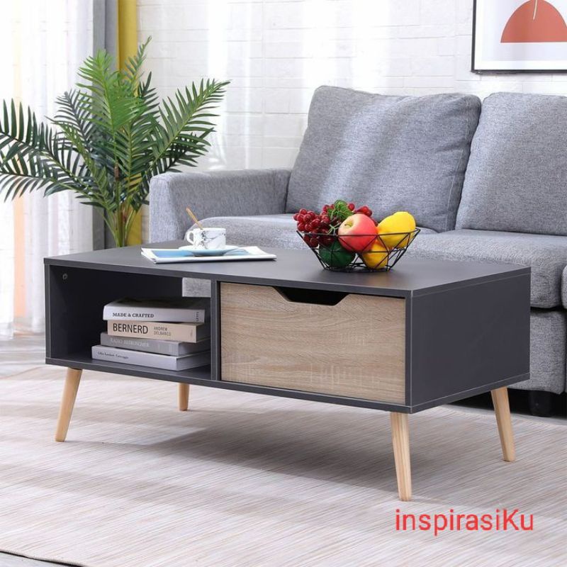 Jual meja tamu laci meja kopi meja sofa minimalis. 90x45x50,cm | Shopee ...