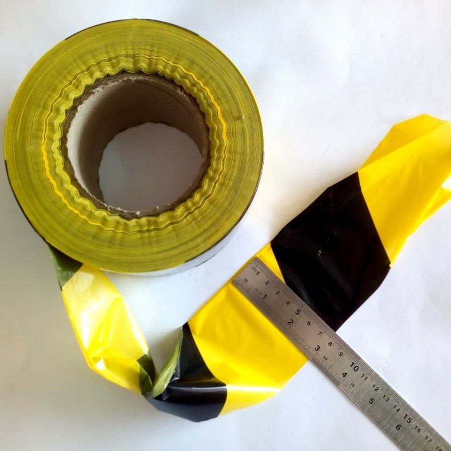 Jual GARIS POLISI / BARRICADE LINE 3" x 300 M KUNING HITAM/PEMBATASAN ...