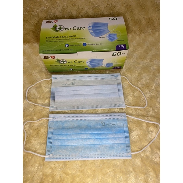 Jual MASKER Earloop ONECARE 3 ply (isi 50 pcs) | Shopee Indonesia